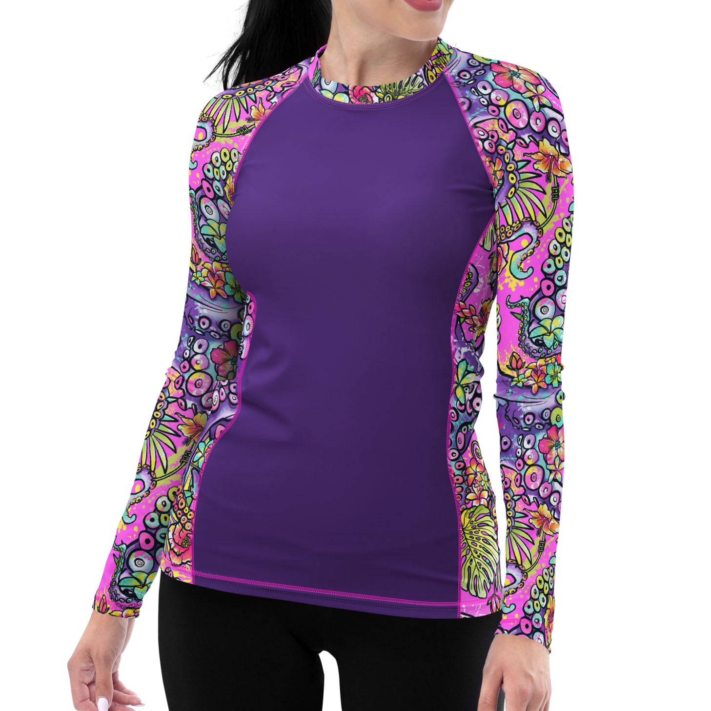 Womens Pink Octopus Rash Guard