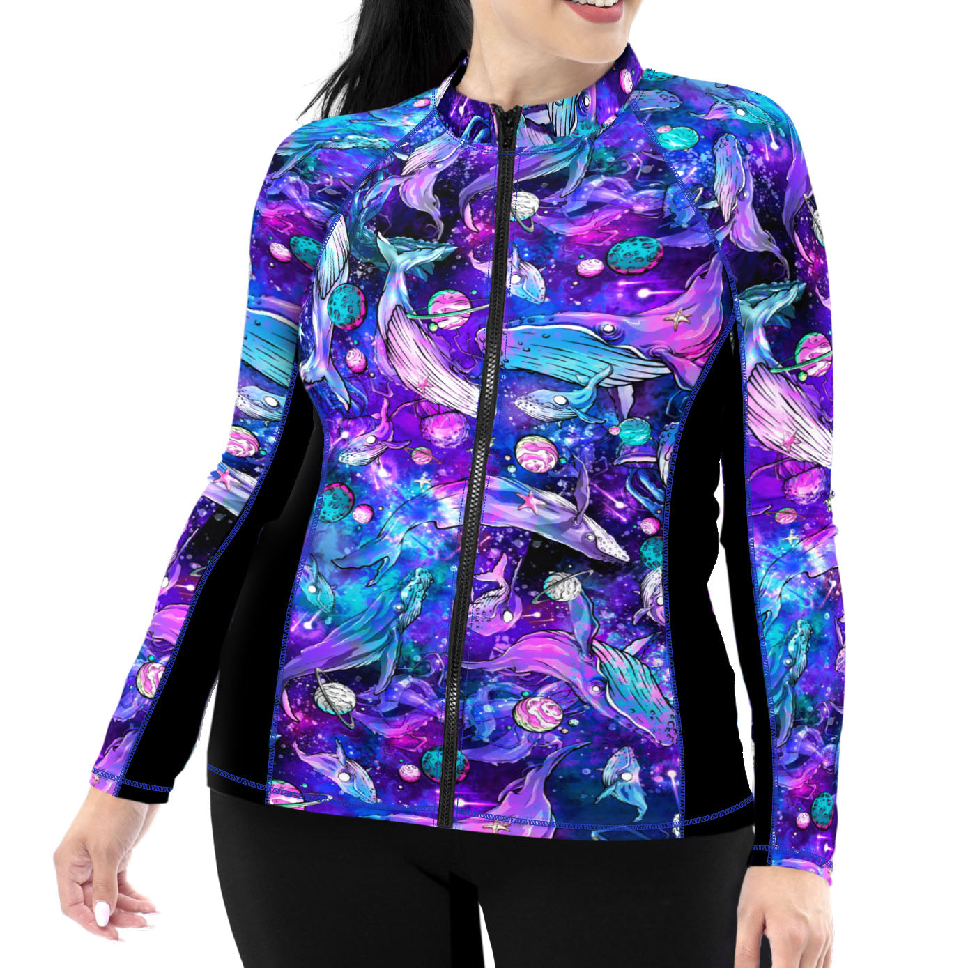 Spacefish Army Full Zip Cosmic Whale Rash Guard