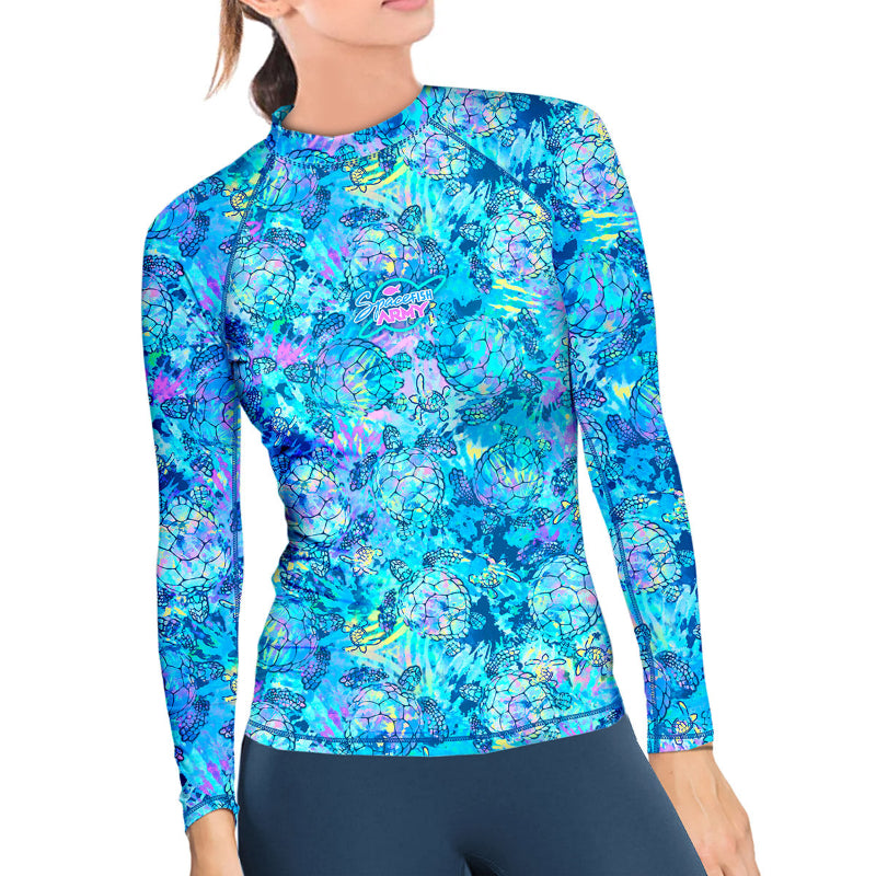 Spacefish Army Turtle Tie Dye Rash Guard