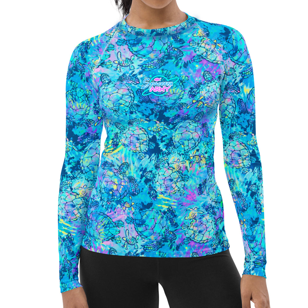 Spacefish Army Turtle Tie Dye Rash Guard